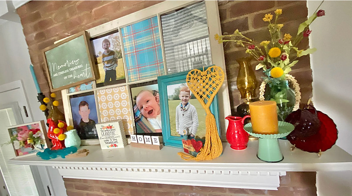 Cindy's Mantle Gets a Makeover with Scrapbook Paper and an Old Window ...